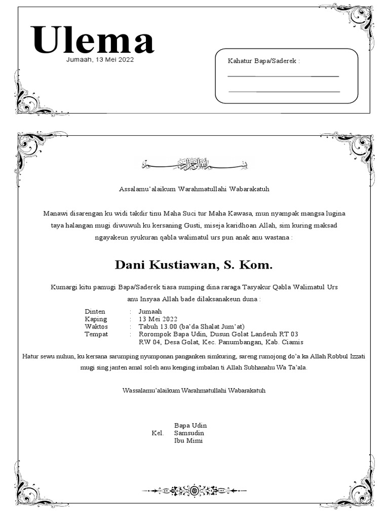 Uleman TasyakurQablaWalimatulUrs | PDF