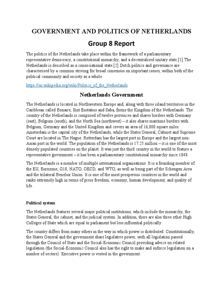 Netherlands Government Structure Overview | PDF | Kingdom Of The ...
