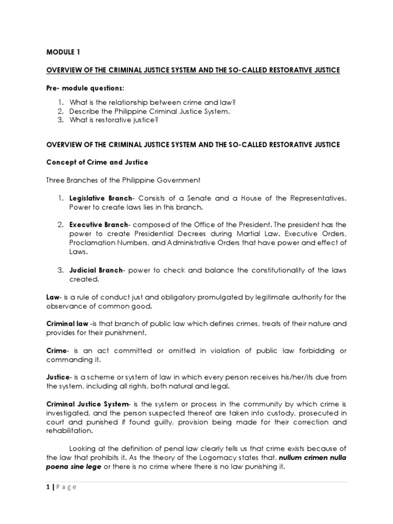 PCJS Module 1 PDF | PDF | Restorative Justice | Crimes PCJS Module 1 PDF | PDF | Restorative Justice | Crimes