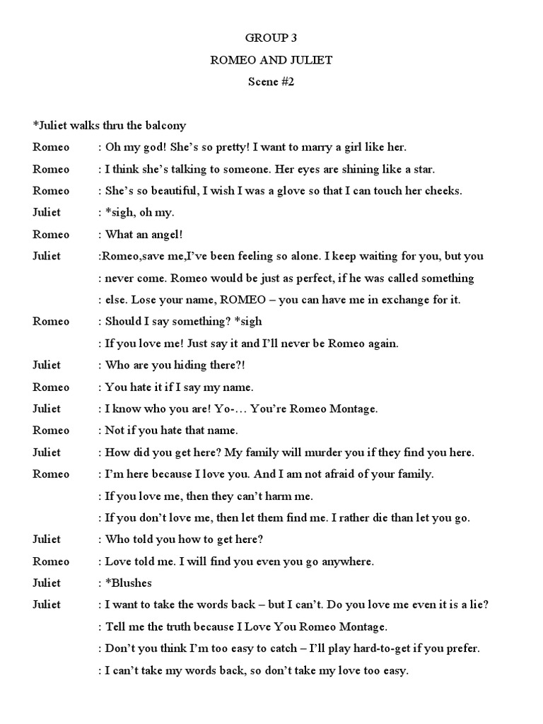 Romeo and Juliet Scene 2 Script | PDF | Romeo And Juliet