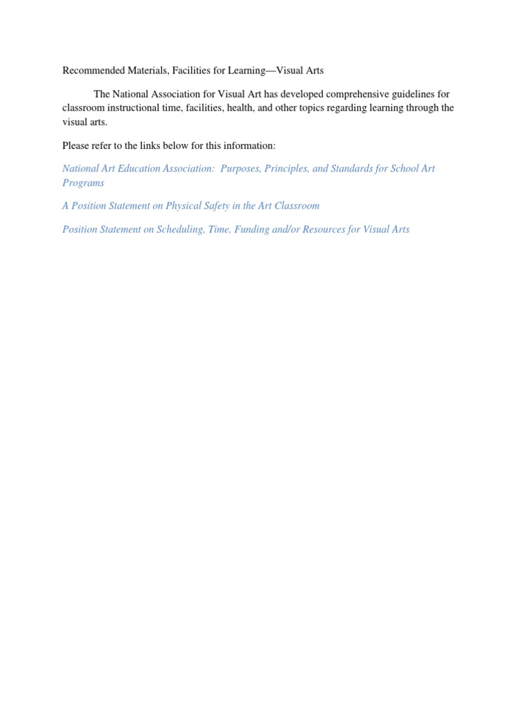 Visual Arts Education Guidelines and Standards | PDF | Occupational ...