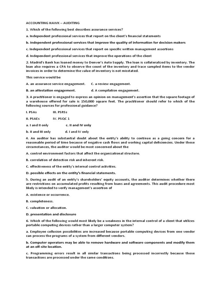 Accounting Hawk Auditing | PDF | Audit | Internal Control
