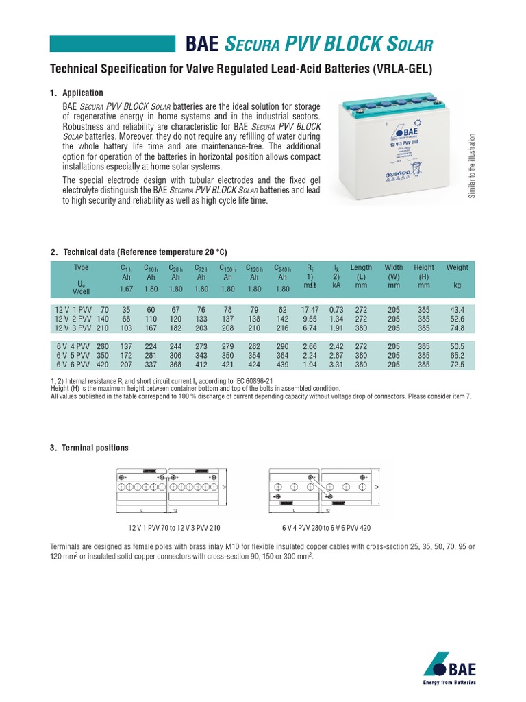 BAE PVV Block en 2016.06 | PDF | Rechargeable Battery | Electrical ...