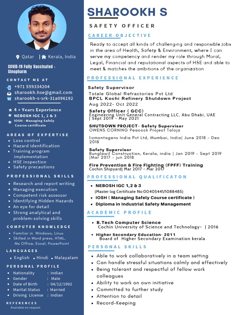 Sharookh HSE CV PDF | PDF | Occupational Safety And Health | Safety