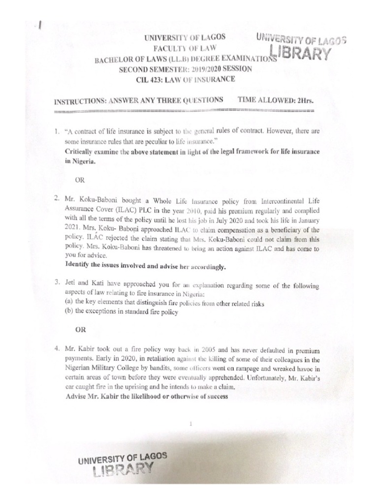 Law of Insurance II | PDF