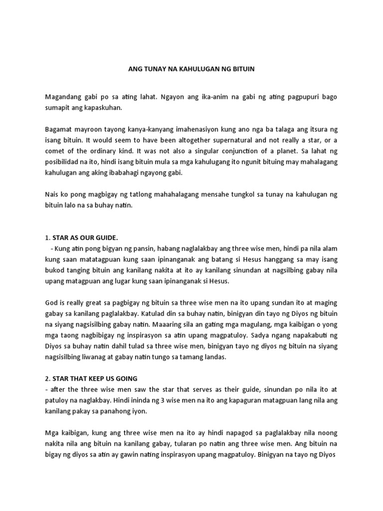 Ang Tunay Na Kahulugan NG Bituin | PDF