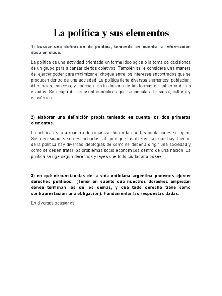 Elementos de la Política y su Definición | PDF