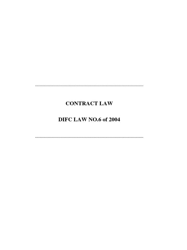 Contract Law DIFC Law No. 6 of 2004 | PDF | Offer And Acceptance | Law ...