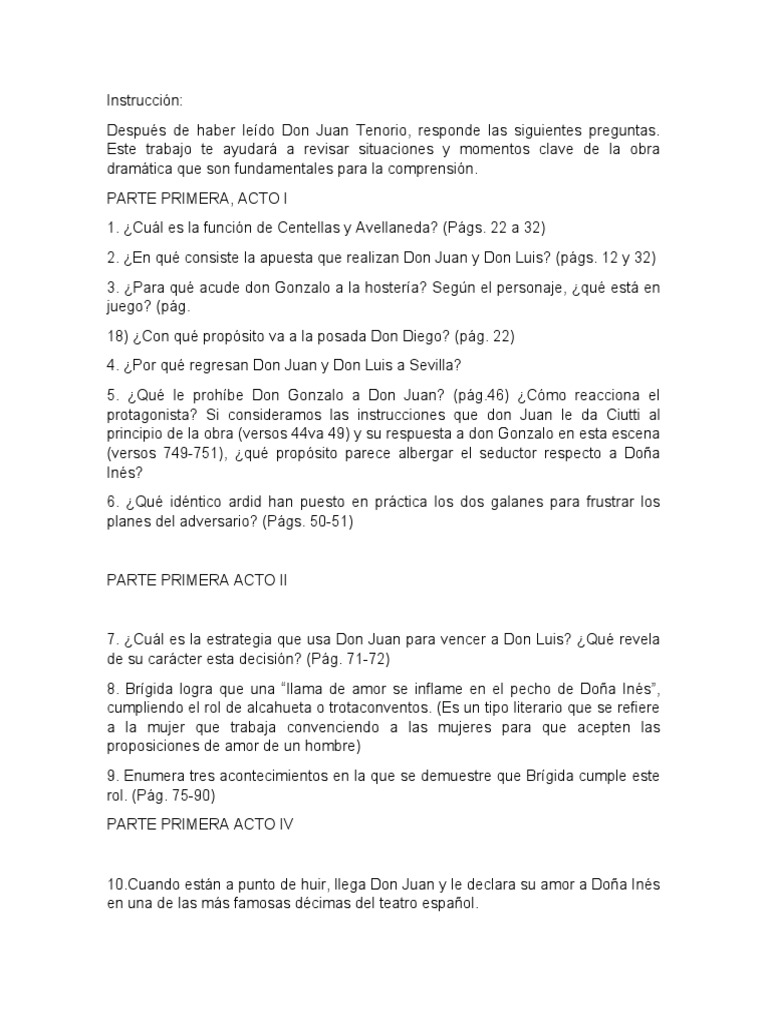 Cuestionario Don Juan | PDF