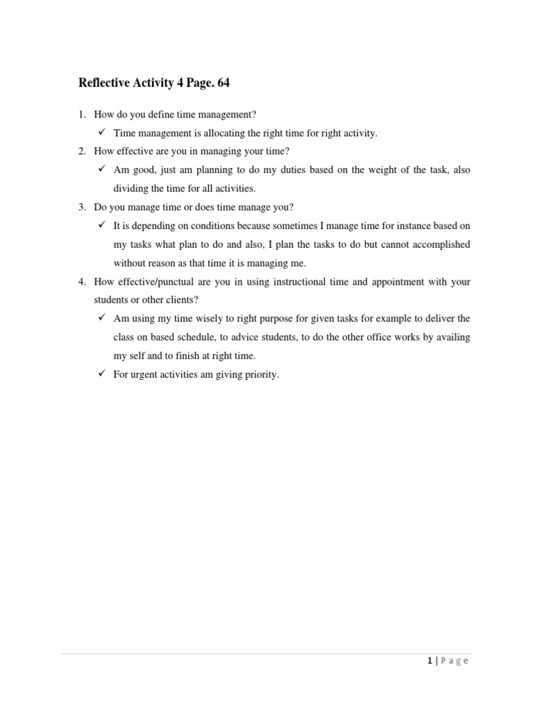 Reflective Activity 4page 64 | PDF