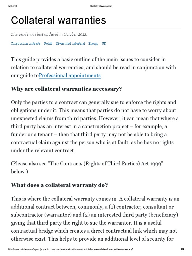 Collateral Warranties | PDF | Legal Liability | Damages