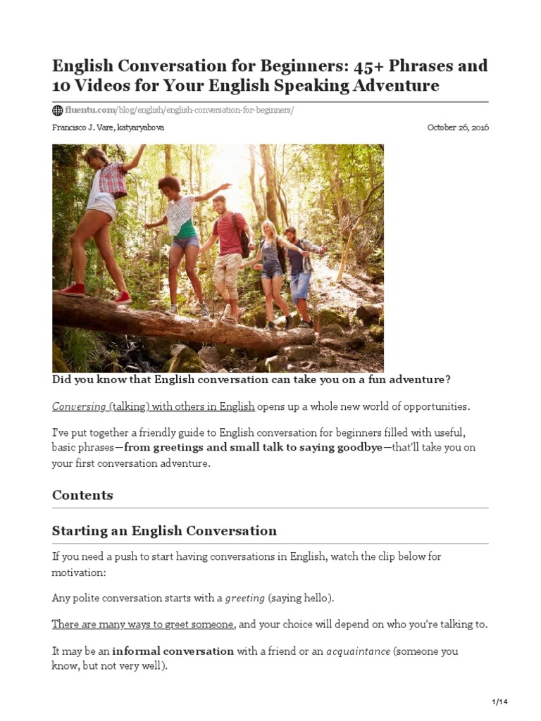 English Conversation Basics for Beginners | PDF | English Language ...