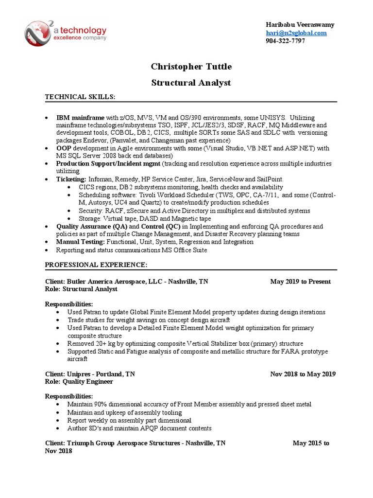 Christopher Tuttle - Structural Analyst | PDF | Ibm Db2 | Computing
