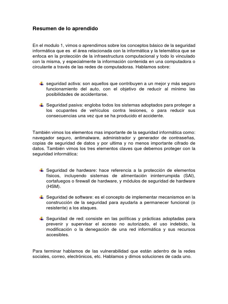 Resumen de Lo Aprendido | PDF