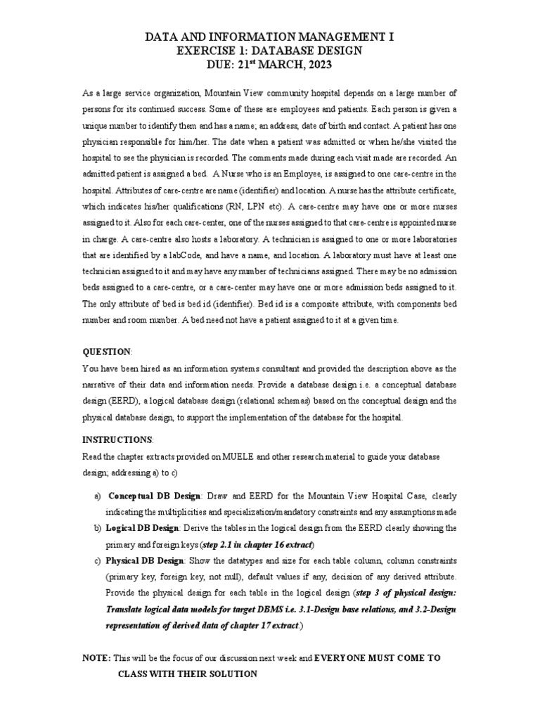 Mountain View Community Hospital | PDF | Databases | Information Technology Management
