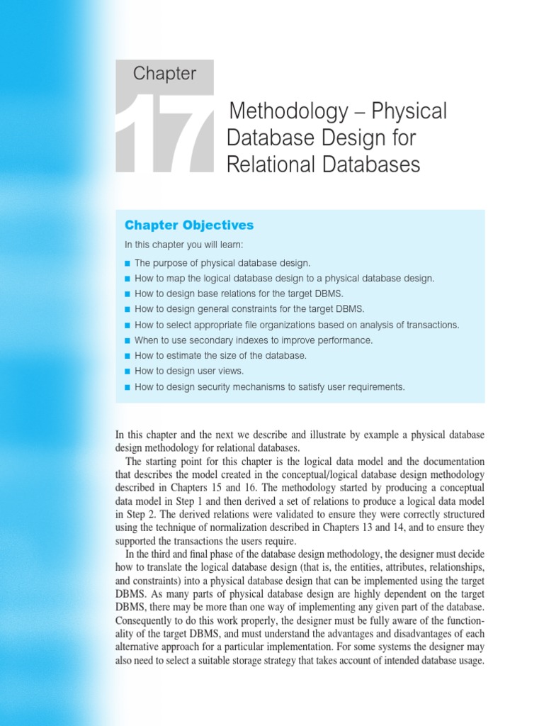 Chapter 17 - Physical Database Design | PDF | Databases | Database Index Chapter 17 - Physical Database Design | PDF | Databases | Database Index