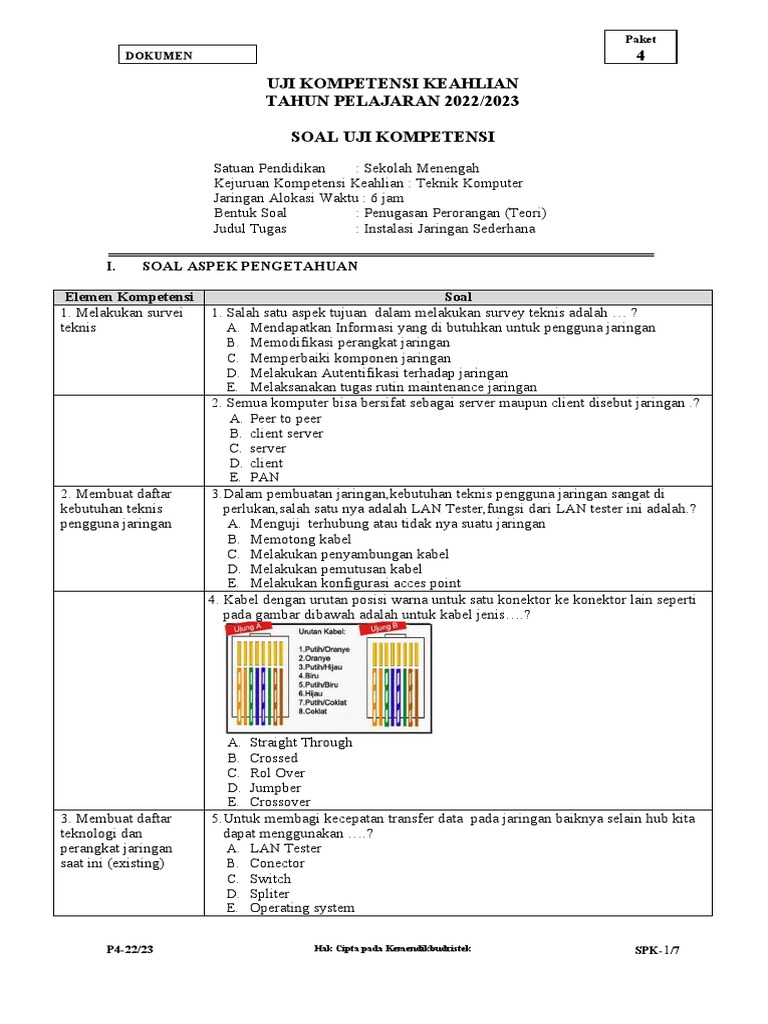 P4-Soal Teori UKK TKJ | PDF