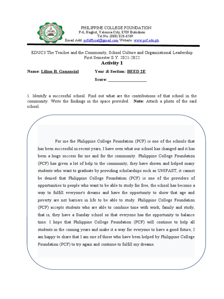 EDUC3 Activity 2 | PDF | Leadership | Teachers