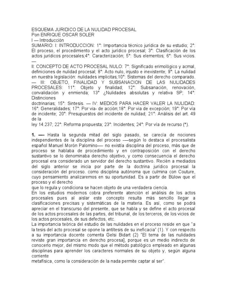 Esquema Juridico de La Nulidad Procesal | PDF