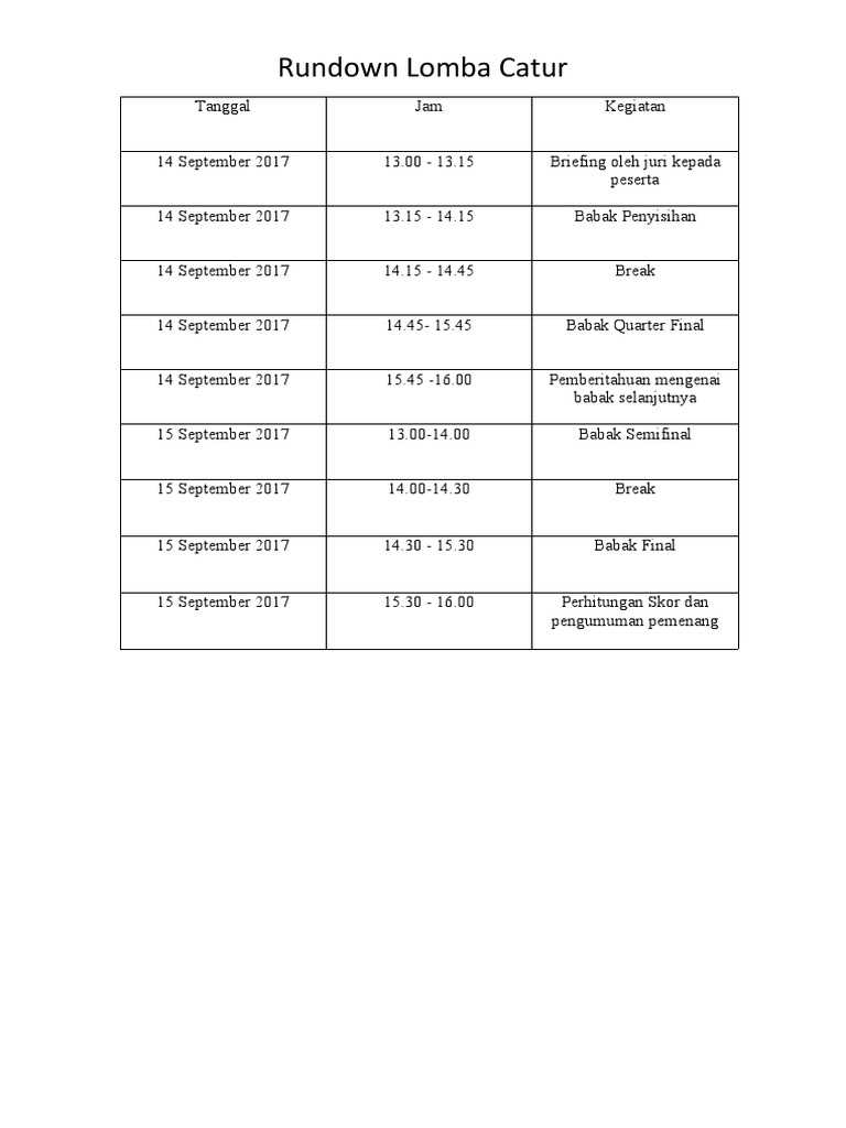 Rundown Lomba Catur | PDF