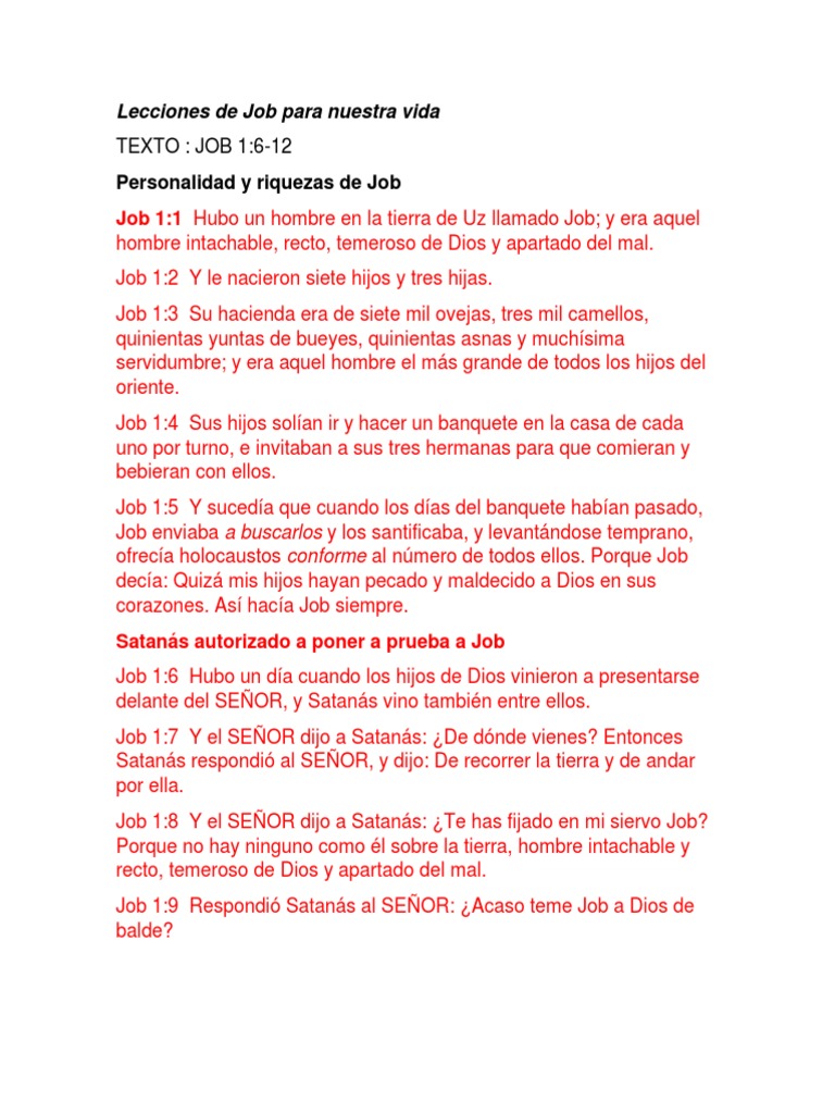 Lecciones de Job para nuestra vida | PDF | Libro de trabajo | Satán