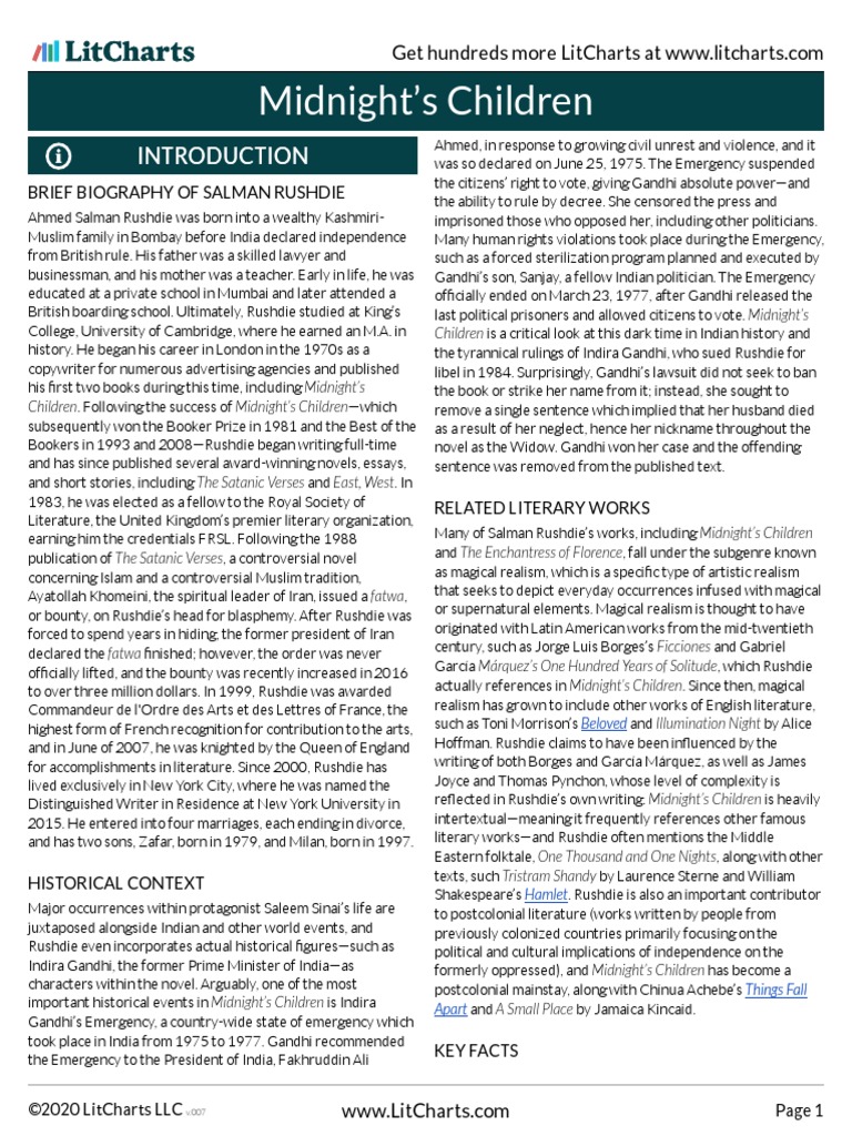 Midnights Children LitChart | PDF