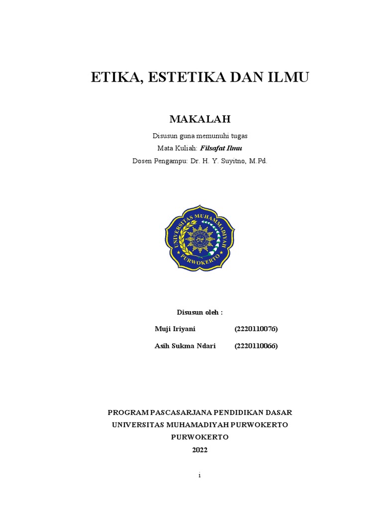 Makalah. ETIKA, ESTETIKA DAN ILMU - Edit 2 | PDF
