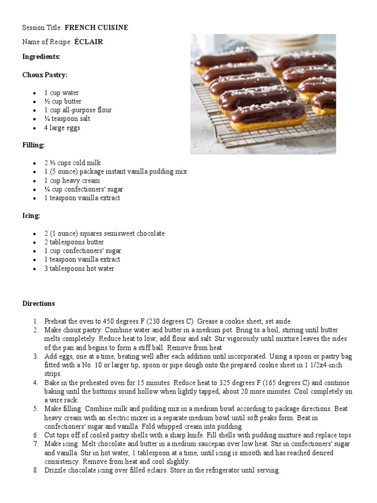 French Cuisine Recipe | PDF | Cuisine | Food Ingredients