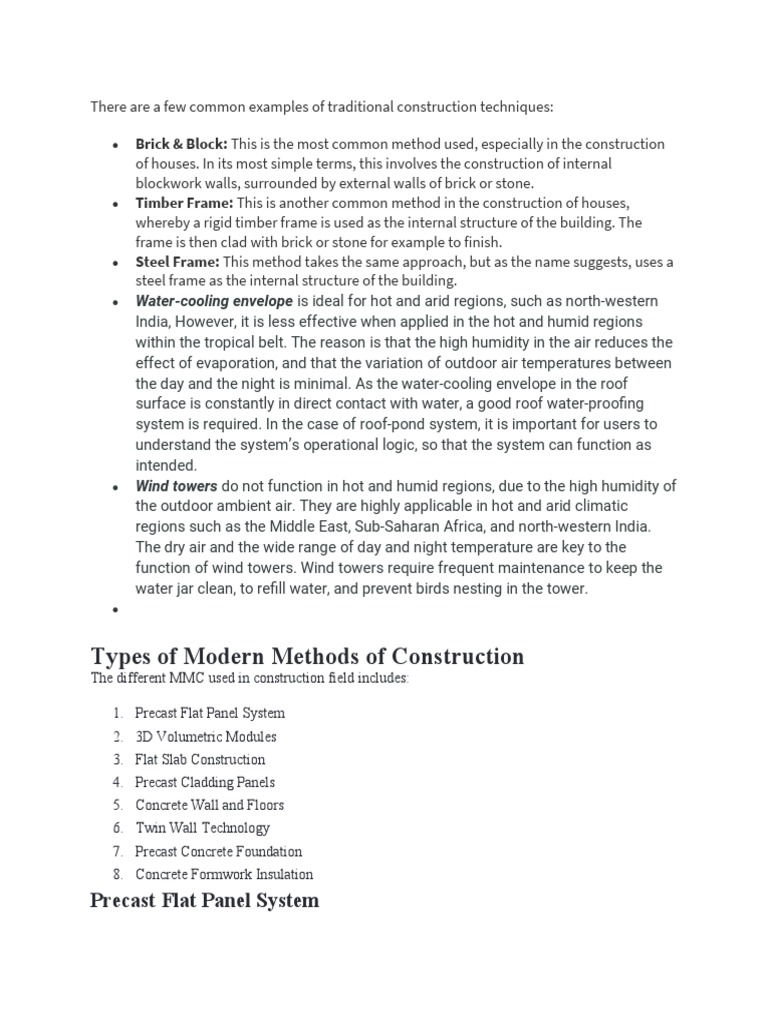 Traditional & Modern Construction Methods | PDF | Precast Concrete ...