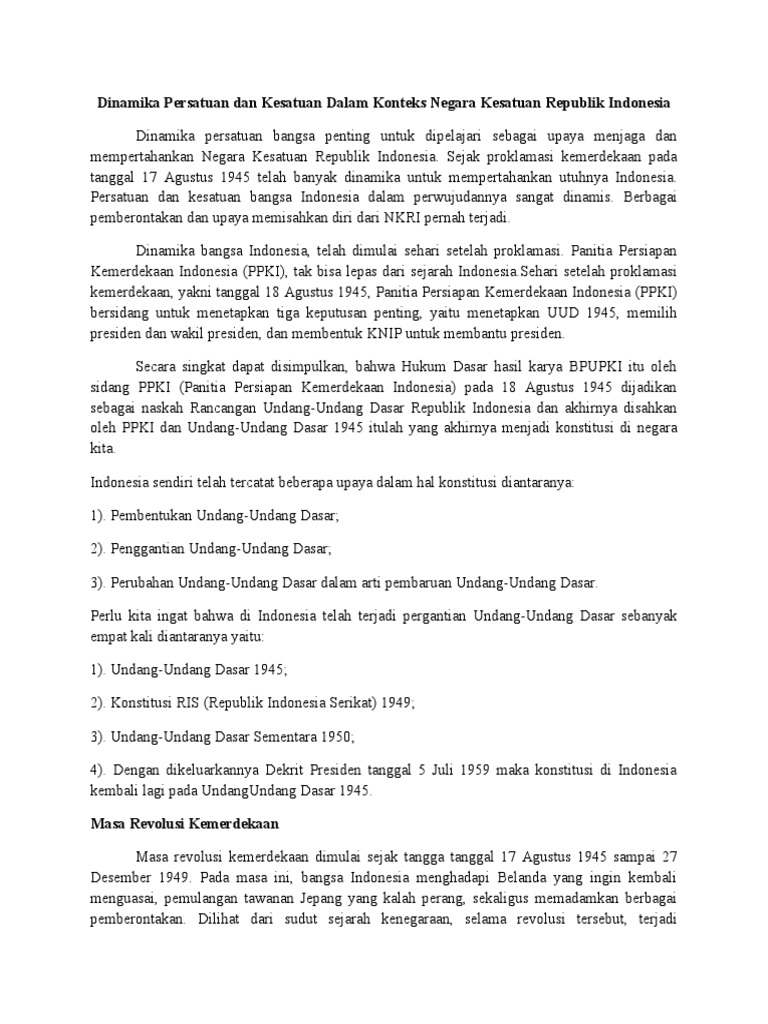 MATERI BAB 4 KELAS 12 Dinamika Persatuan Dan Kesatuan Dalam Konteks Negara Kesatuan Republik ...