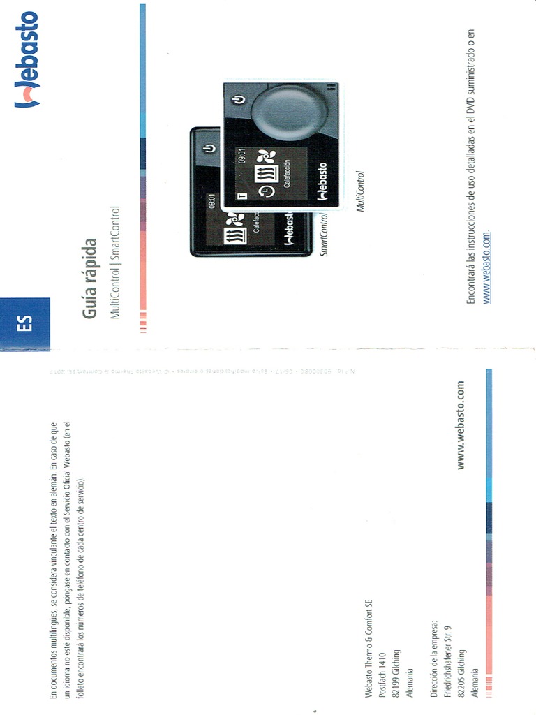 Manual Calefacción Gas Autocaravana Webasto | PDF
