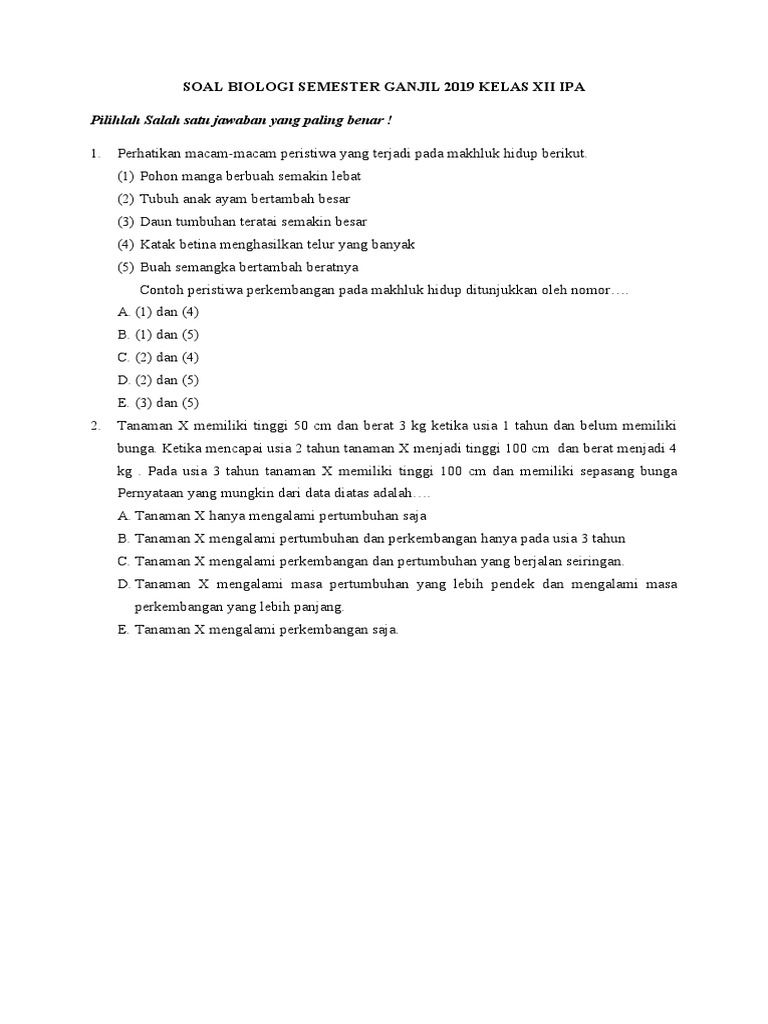 Soal Semester Ganjil Kelas Xii Ipa | PDF | Sains & Matematika