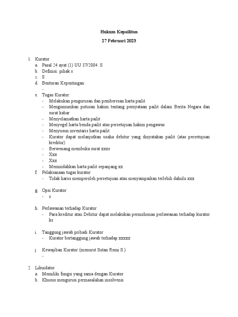 Catatan Kepailitan 3 | PDF | Hukum