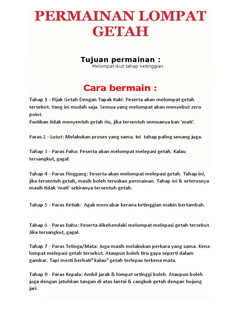 Cara Bermain Permainan Lompat Getah | PDF | Griya & Taman