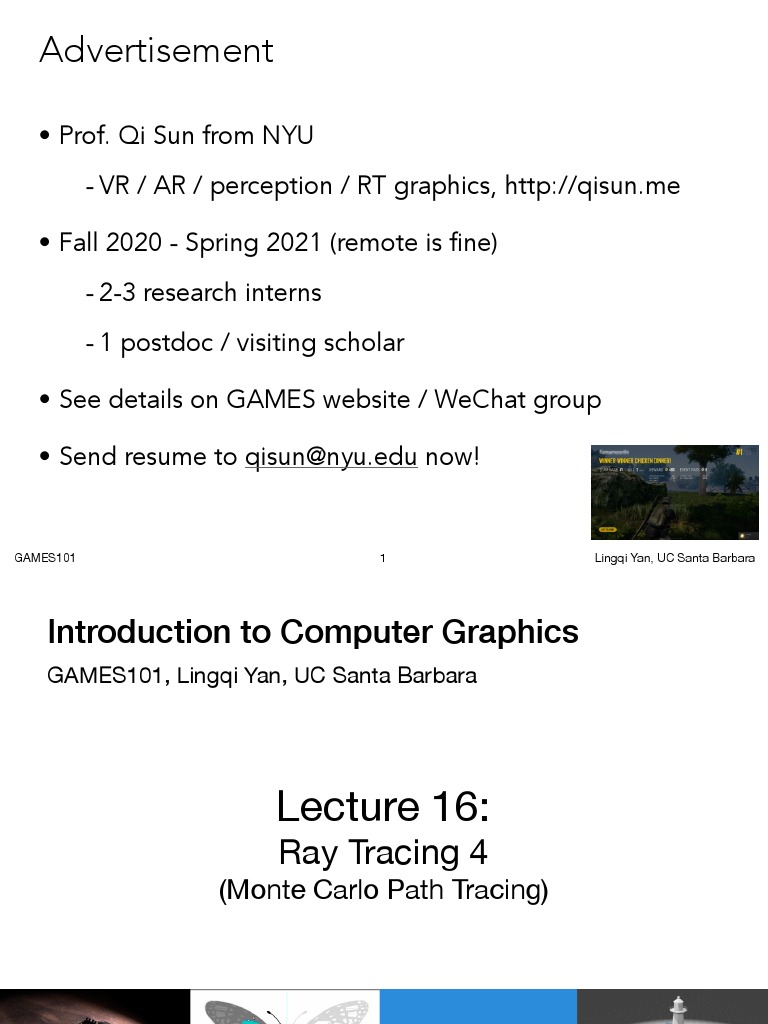 GAMES101: Computer Graphics Overview | PDF | Rendering (Computer Graphics) | Reflection (Physics)