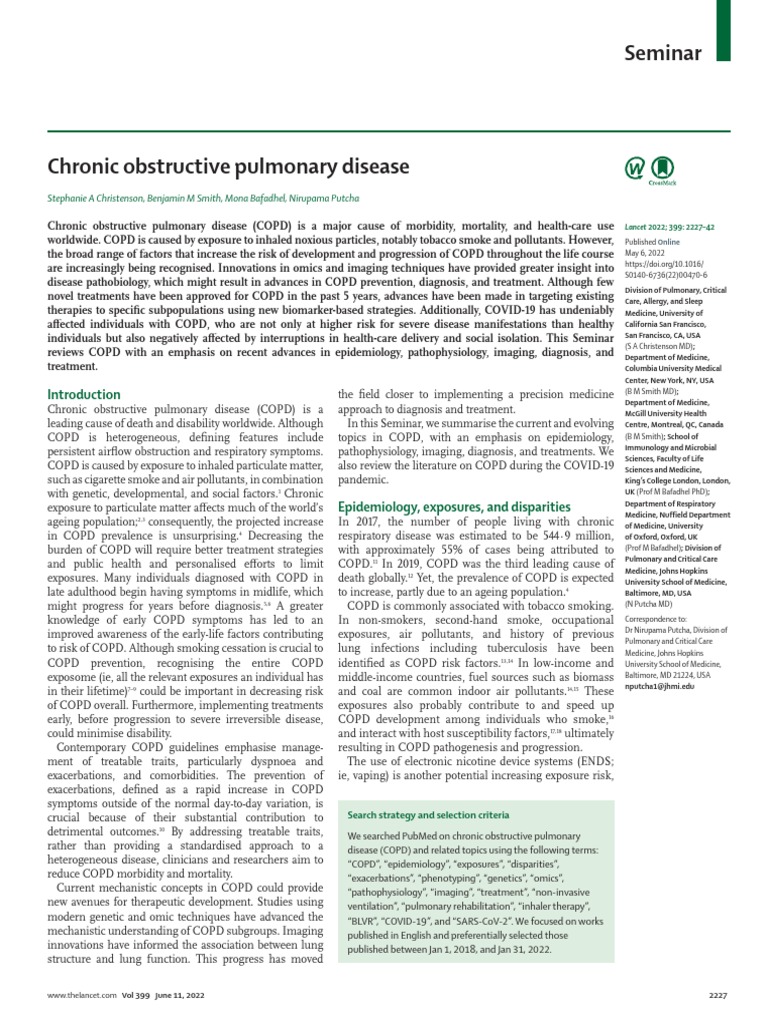 Christenson Stephanie A Chronic Obstructive Pulmonary | PDF | Chronic ...
