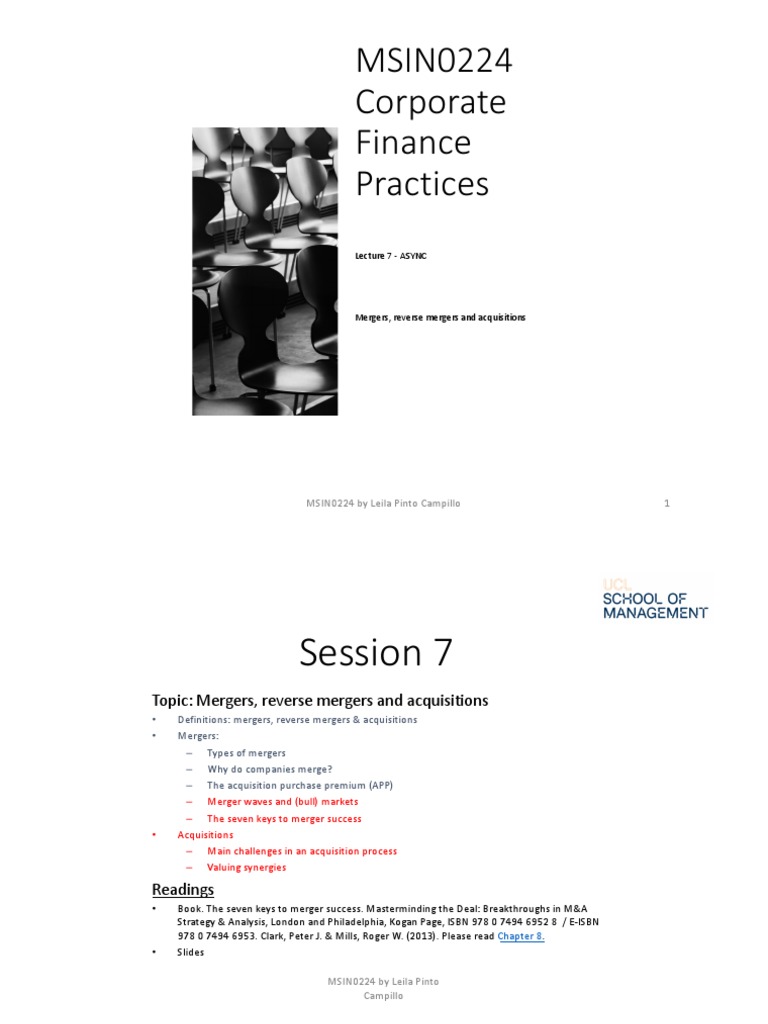 Lecture 7 - 2022 - ASYNC | PDF | Mergers And Acquisitions | Valuation (Finance)