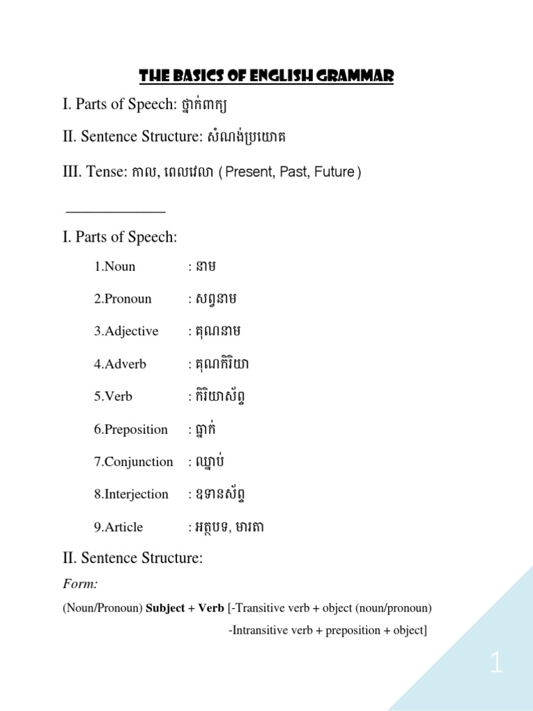 The Basics of English Grammar | PDF