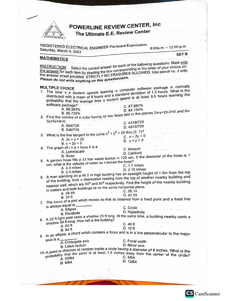 Mathematics Pre-Board PL 2023 | PDF