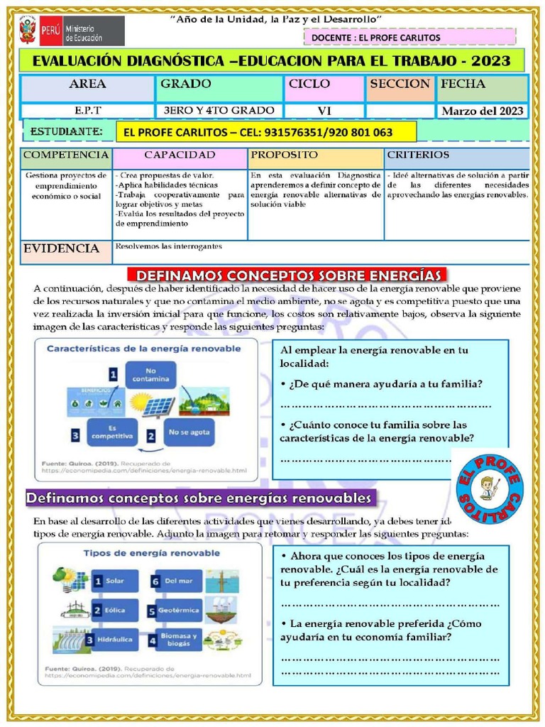 Evaluacion Diagnostica - 3ero y 4to Grado-Ept - 00001 PDF | PDF