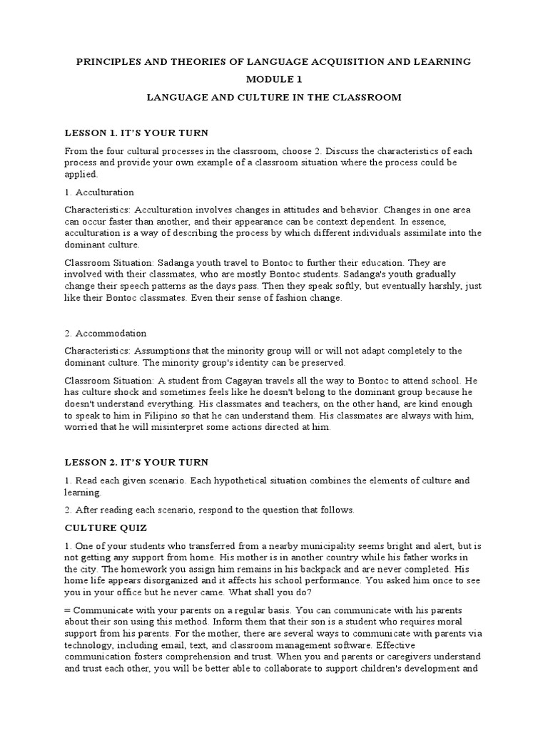 Principles and Theories of Language Acquisition and Learning - Module 1 ...