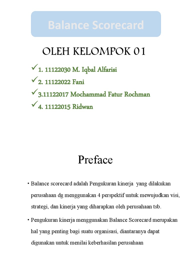 Balance Scorecard PPT Kelompok 1 | PDF | Bisnis