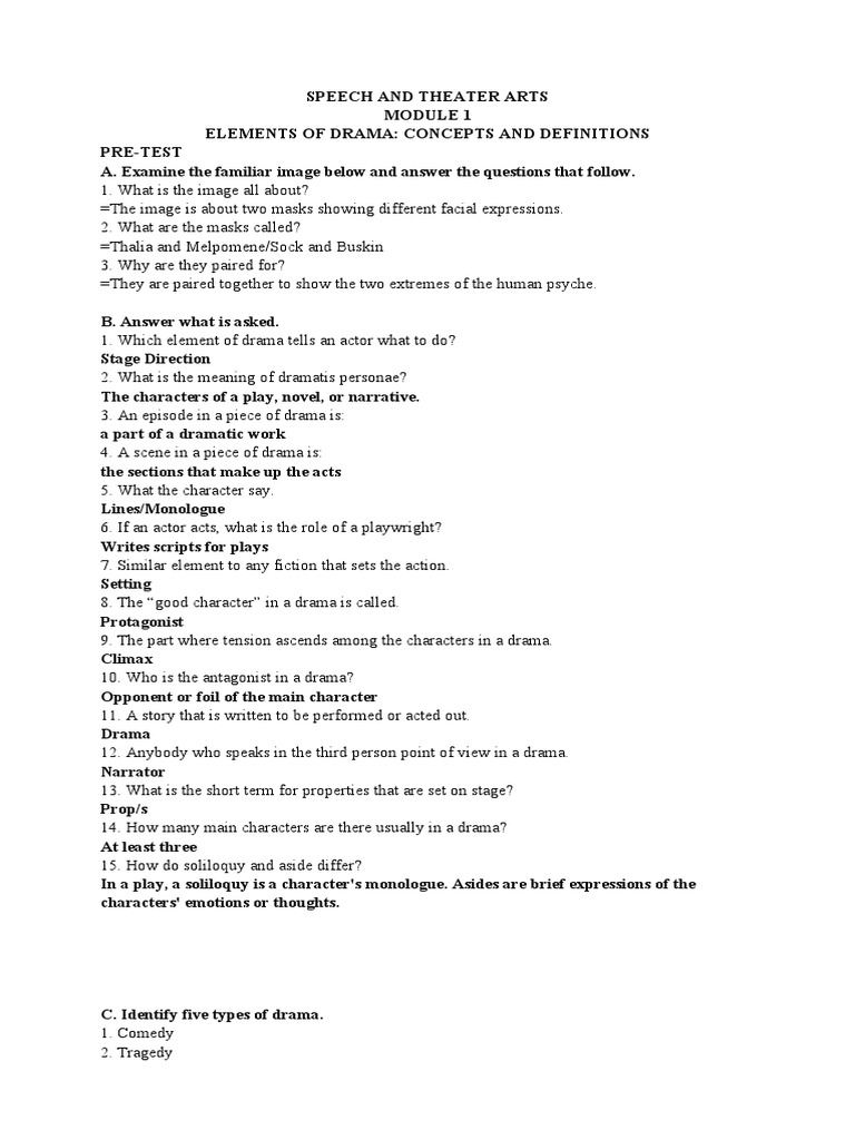 Elements of Drama: Key Concepts | PDF | Play (Theatre) | Theatre