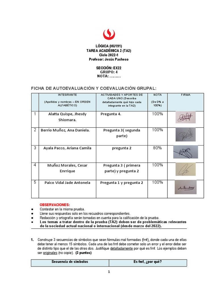 Ta2 Ex22 | PDF | Proposición | Inferencia