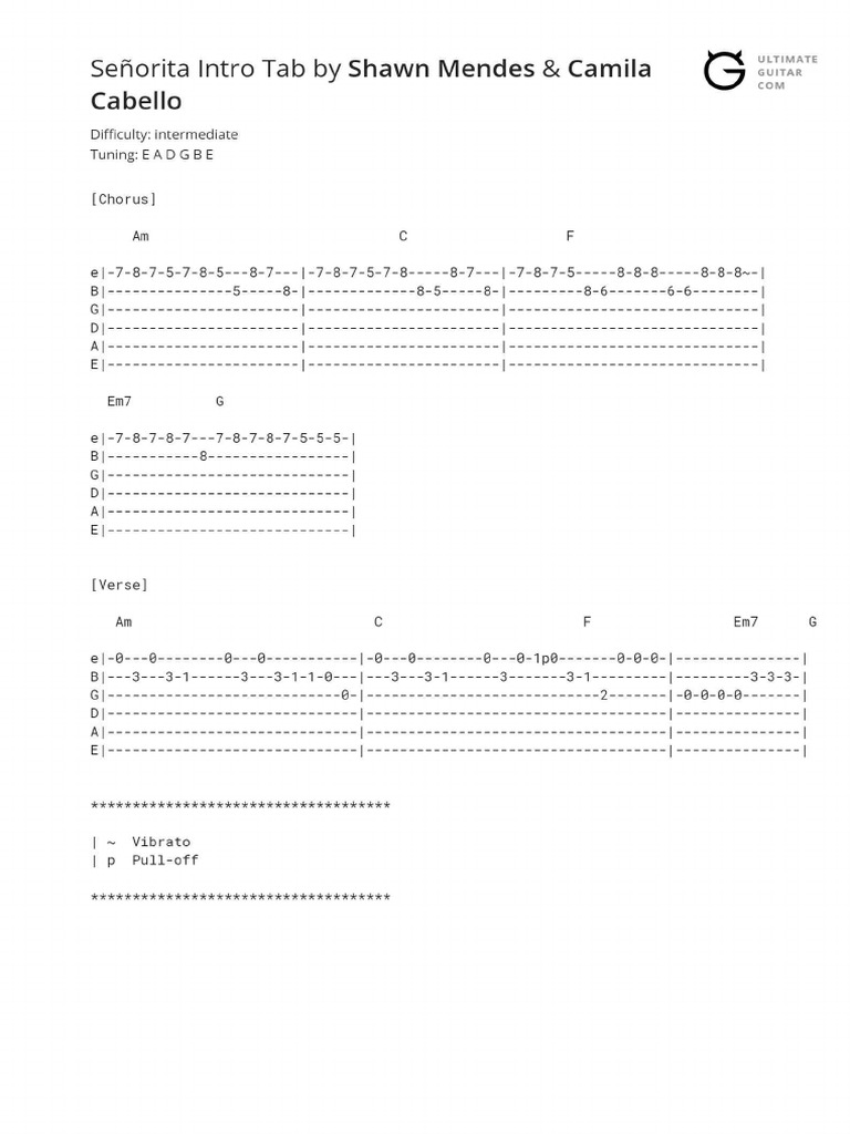 Señorita Intro Tab | PDF