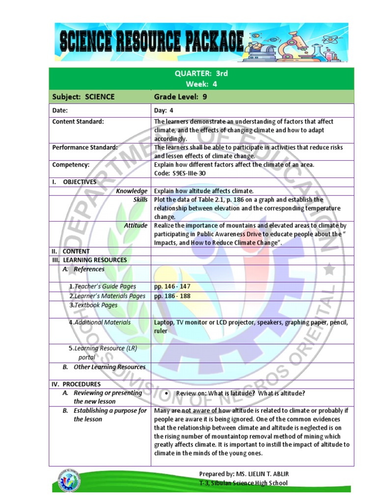EARTH SCIENCE Week 4, Day 4 | PDF