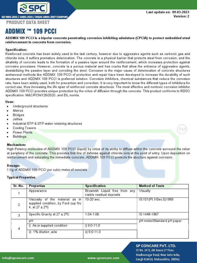ADDMIX 109 PCCI-v1 | PDF | Corrosion | Concrete