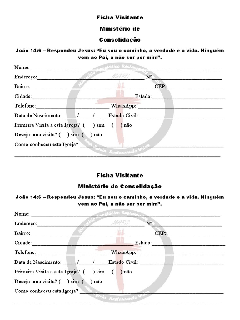 Ficha de Cadastro de Visitantes | PDF
