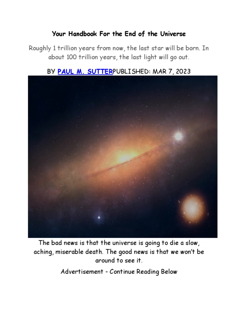Your Handbook For The End of The Universe | PDF | Universe | Stars