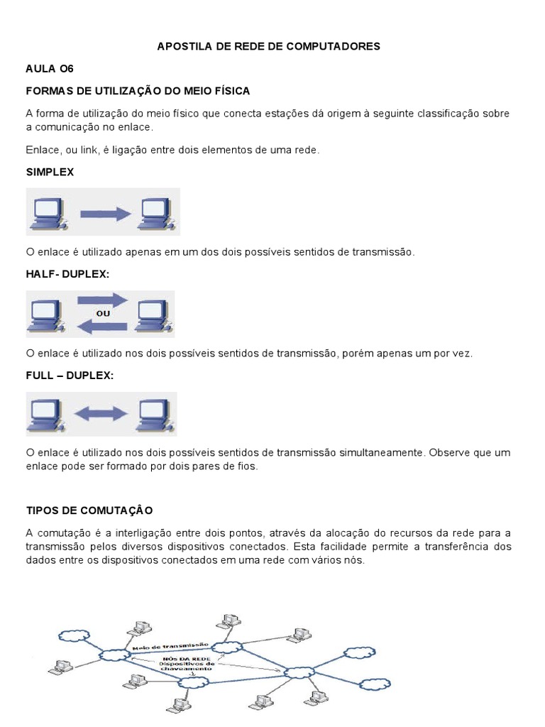 Aula 6 Redes | Download grátis PDF | Modem | Rede de computadores